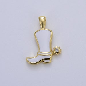 Enamel Color Cowboy Boot Charm, Gold Cowboy Boots Charm for Necklace or ...