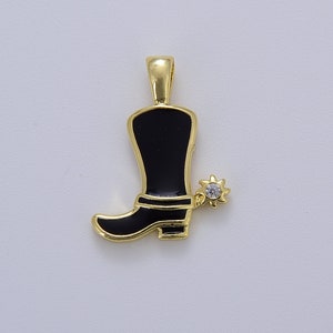Enamel Color Cowboy Boot Charm, Gold Cowboy Boots Charm for Necklace or ...