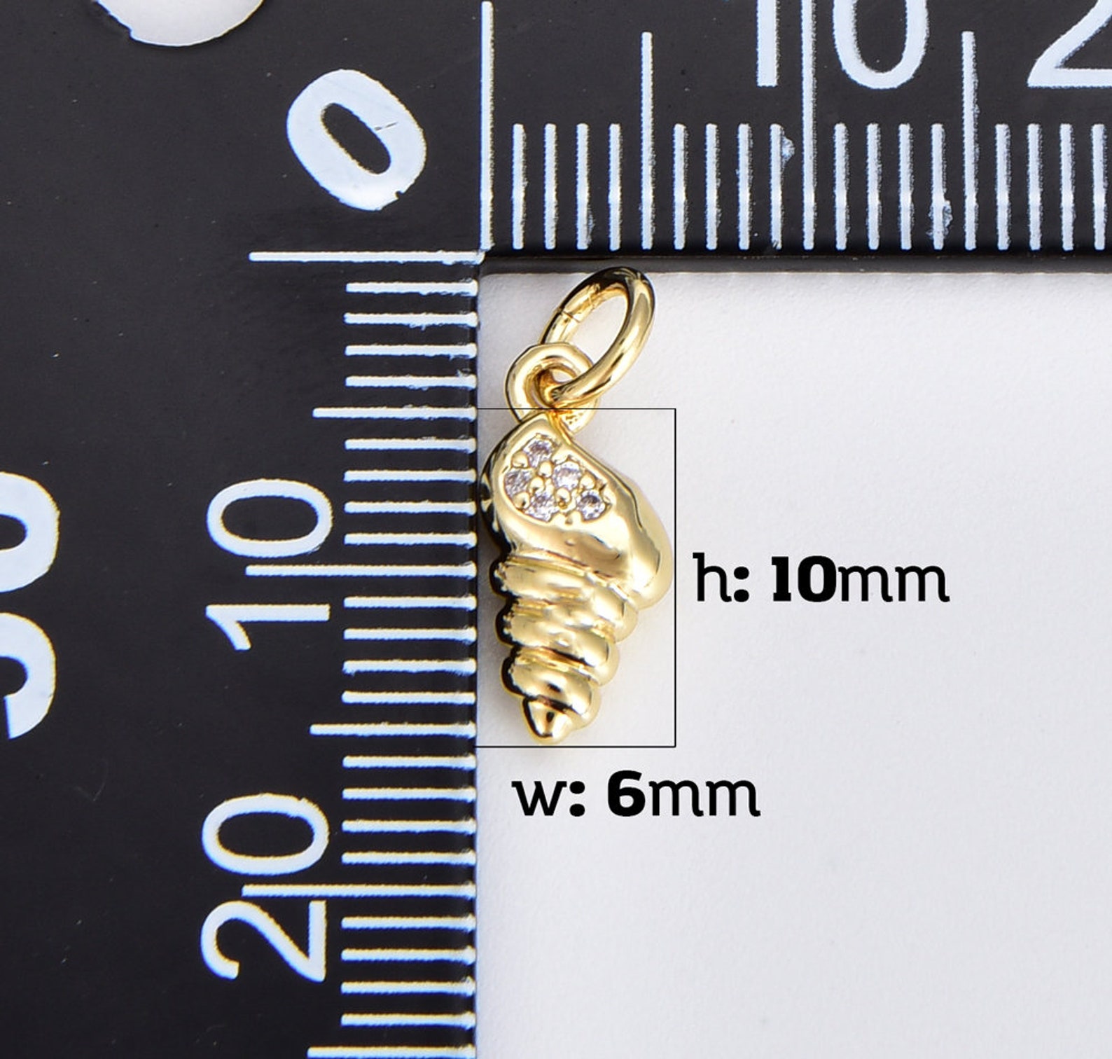 Dainty Natural Conch Shell Charm Gold Filled Pendant, CZ Micro Pave ...