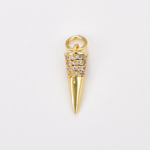 Mini Spike Add-on Charm Pendant in Gold Filled, CZ Micro Pave Pendulum ...