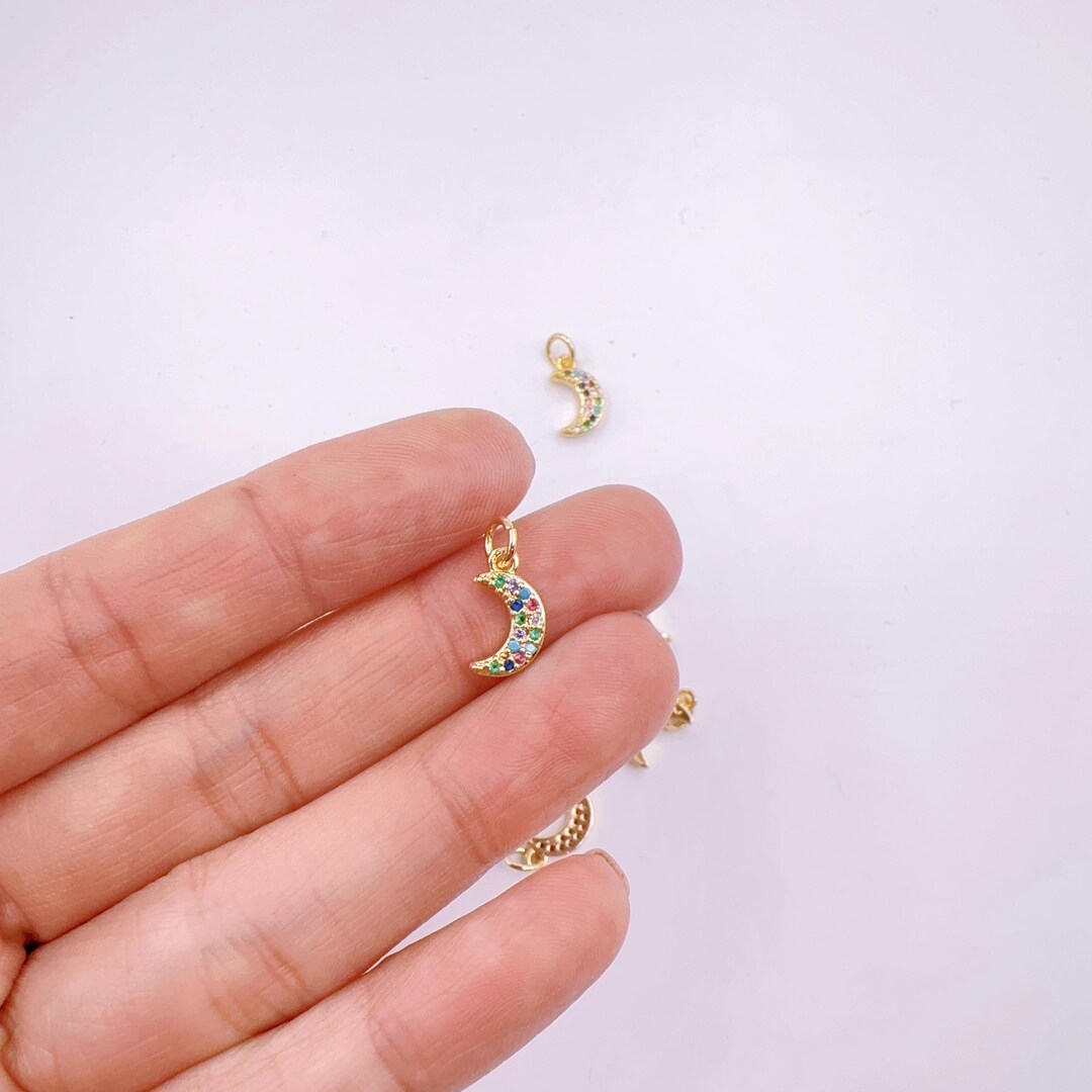 Crescent Moon Add-on Charm in Gold Filled, Celestial Necklace Pendant ...