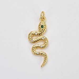 Gold Filled Snake Add-on Charm for Jewelry Making Component, CZ Micro ...