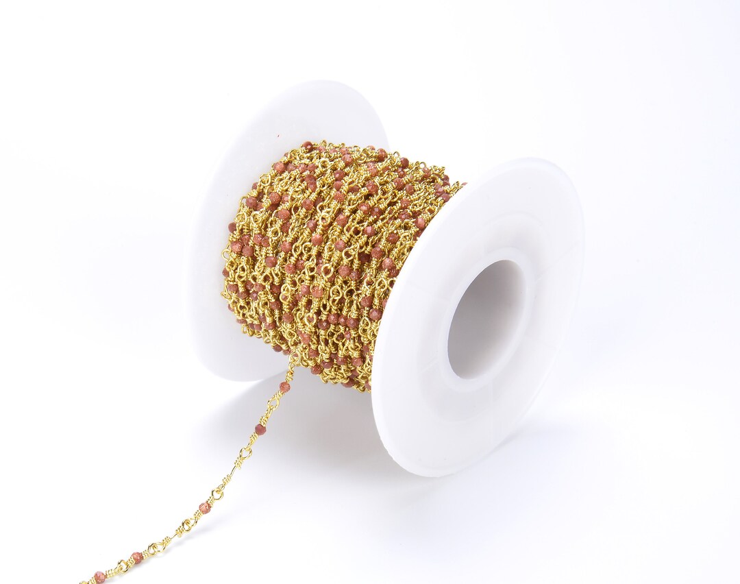 Brown Sandstone Gemstone Bead Stone Beaded Chain, Gold Sandstone ...