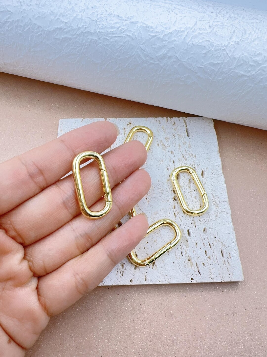 Dainty Oval Spring Gate Clasp in Gold Filled, Necklace Pendant Oval ...