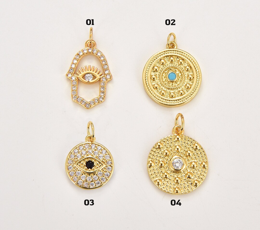 Hamsa Hand Evil Eye Add-on Charm CZ Micro Pave, Amulet Add-on Charm for ...