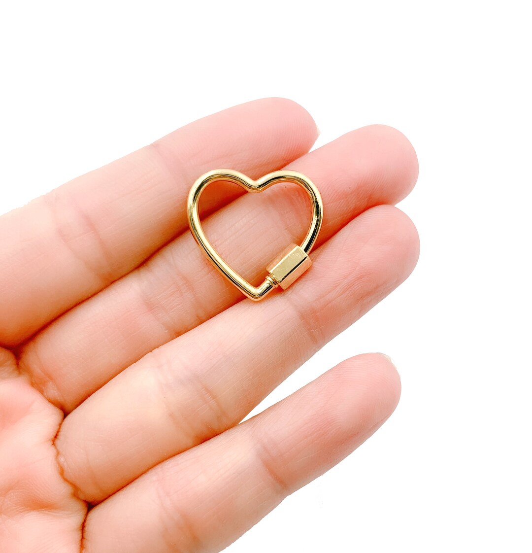 Heart Screw Carabiner Clasp, Gold Filed Screw Clasp Heart for Jewelry ...