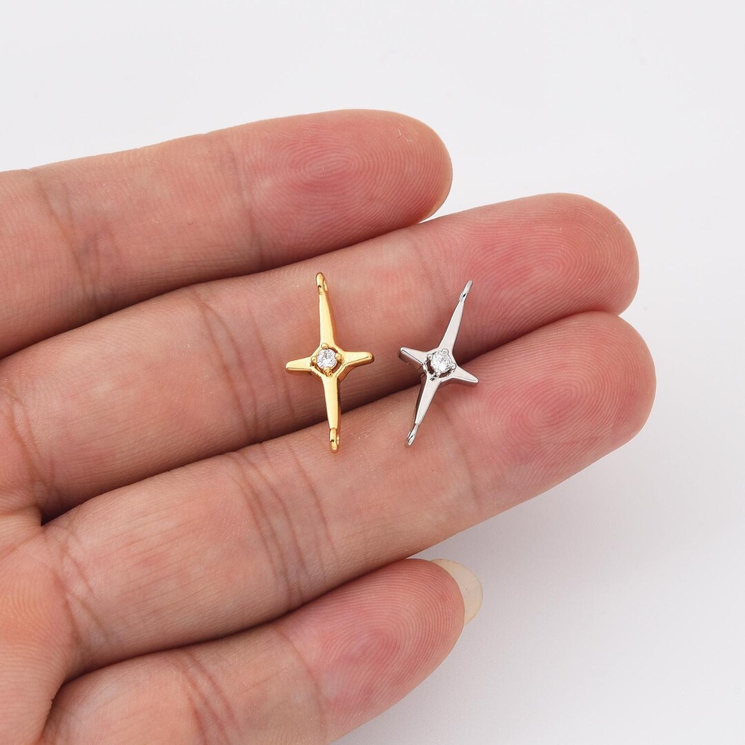 North Star Add-on Charm Connector Gold Filled Necklace Pendant, CZ ...