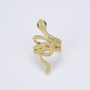 Gold Filled Adjustable Snake Ring, Elegant CZ Micro Pave Stackable ...