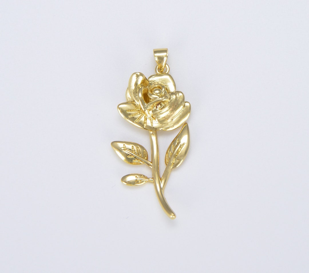 Rose Flower Charm in Gold Filled, Dainty Rose Flower Pendant Charm for ...