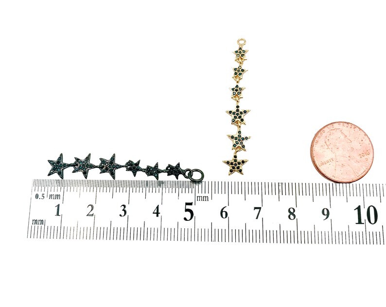 6 Stars Link Interlocked Connector in Gold Filled, Cark Color CZ Micro ...
