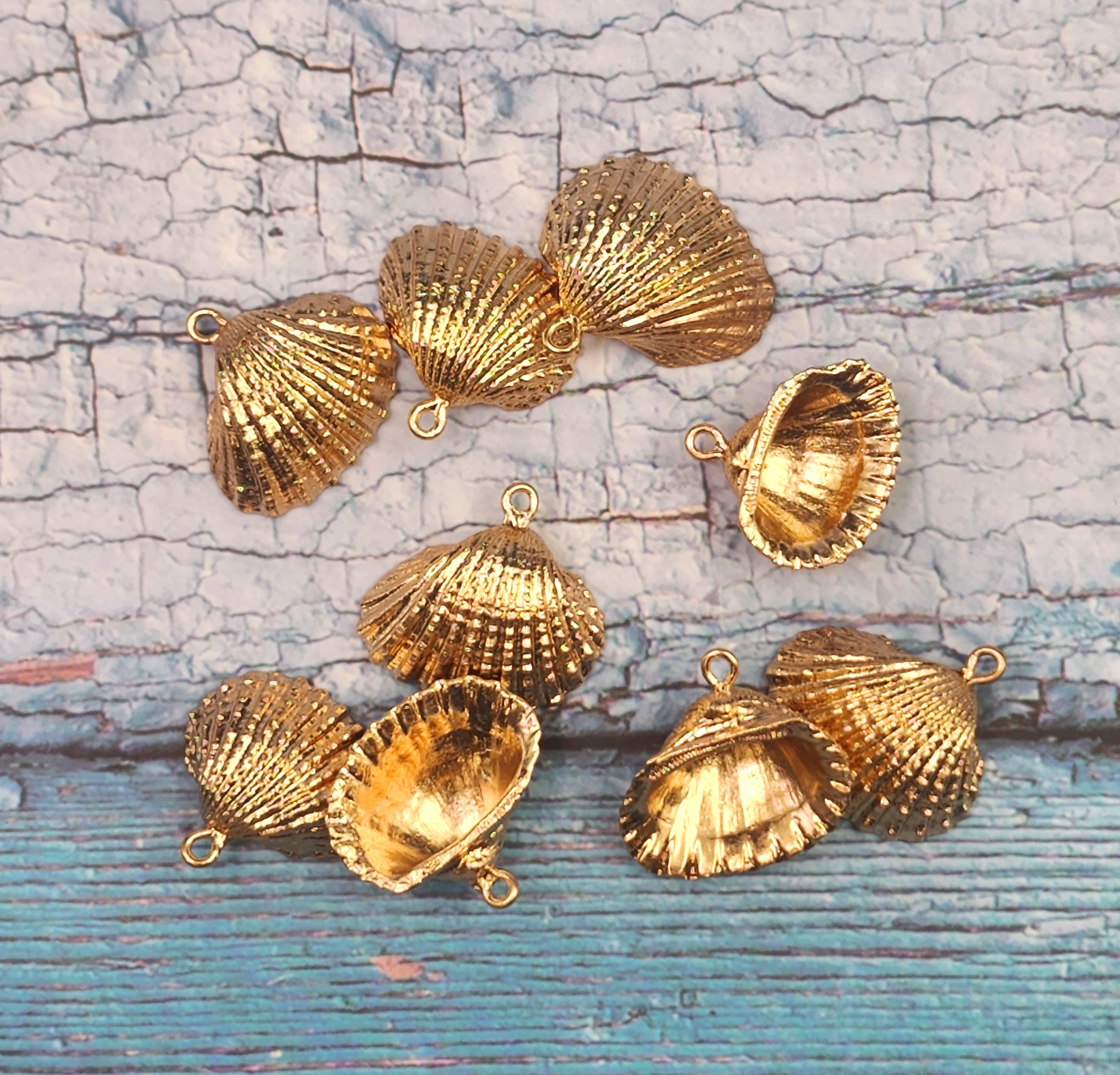 Large Clam Shell Add-on Charm in Gold Filled, Delicate Sea Shell ...
