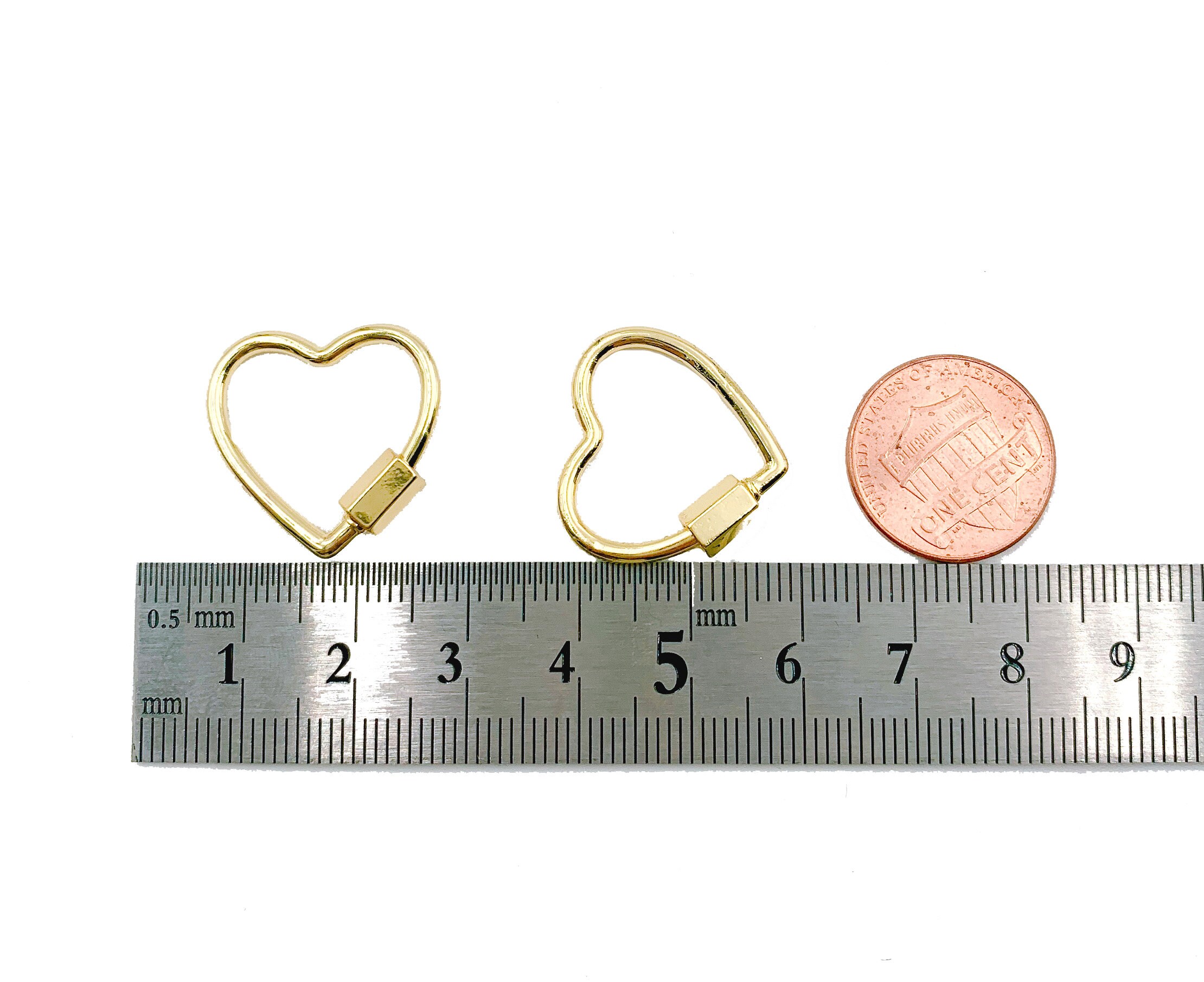 Heart Screw Carabiner Clasp, Gold Filed Screw Clasp Heart for Jewelry ...