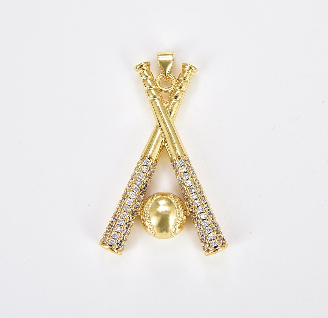 Baseball Bat Add-on Charm, Gold Filled Softball Gear Necklace Pendant ...