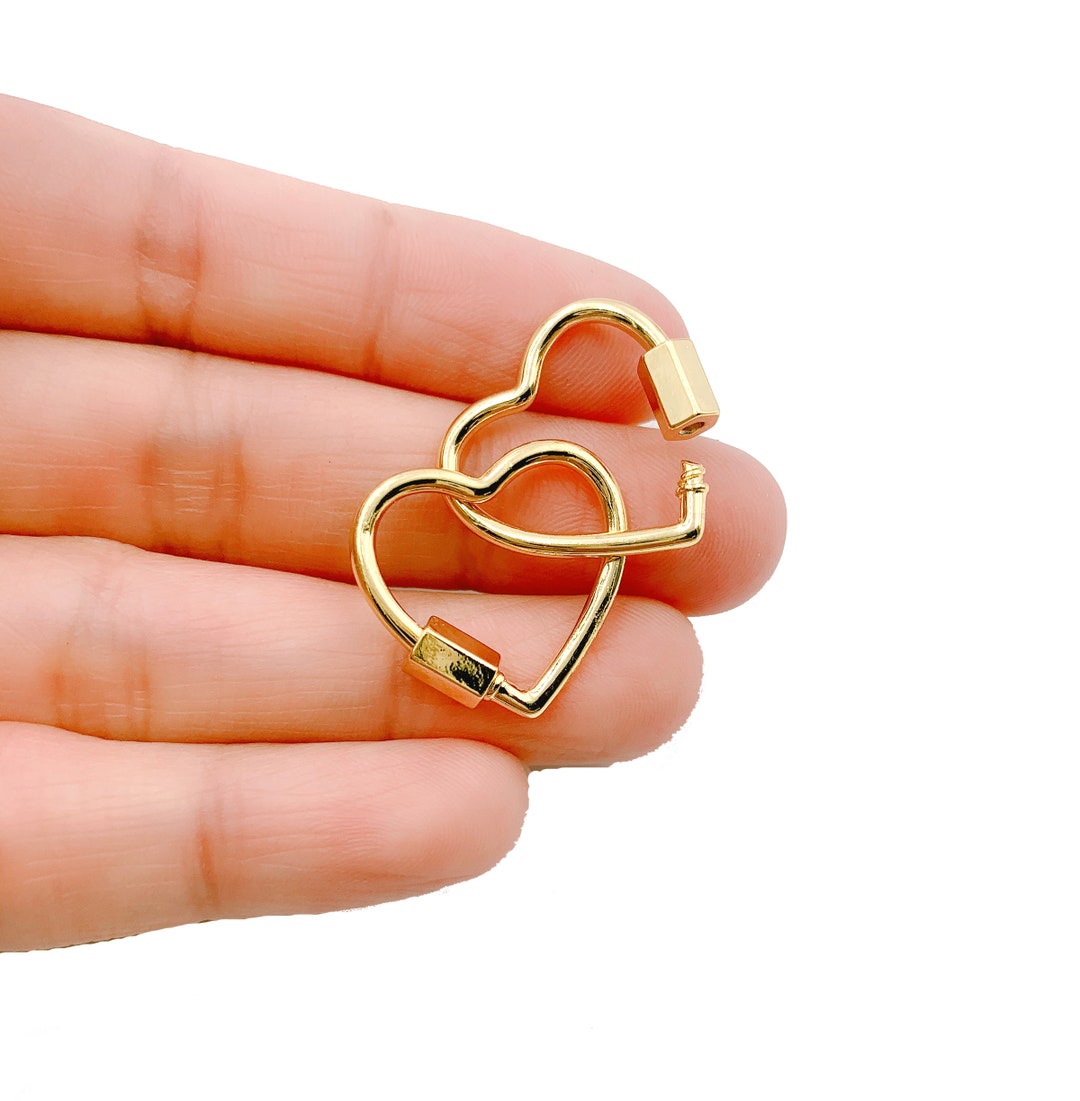 Heart Screw Carabiner Clasp, Gold Filed Screw Clasp Heart for Jewelry ...