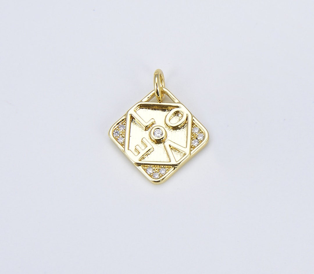 Gold Filled Love Words Pendant Add-on Charm, Heart Words Charm Tag ...