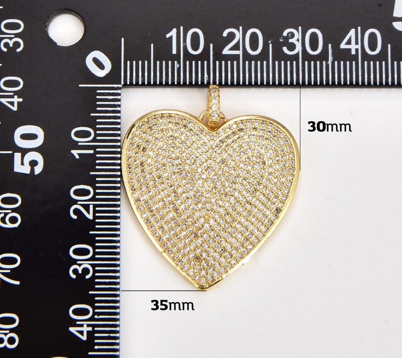 Dije de corazón de circonita cúbica pavé, dije de amor para collares ...