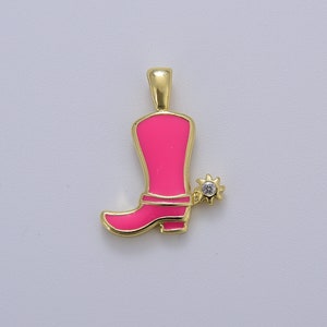 Enamel Color Cowboy Boot Charm, Gold Cowboy Boots Charm for Necklace or ...