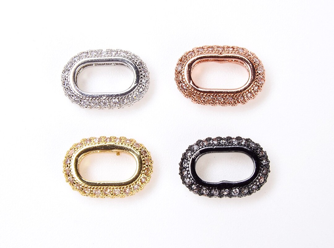 CZ Micro Pave Oval Spacer Beads, Gold Filled Spacer Bead for Necklace ...