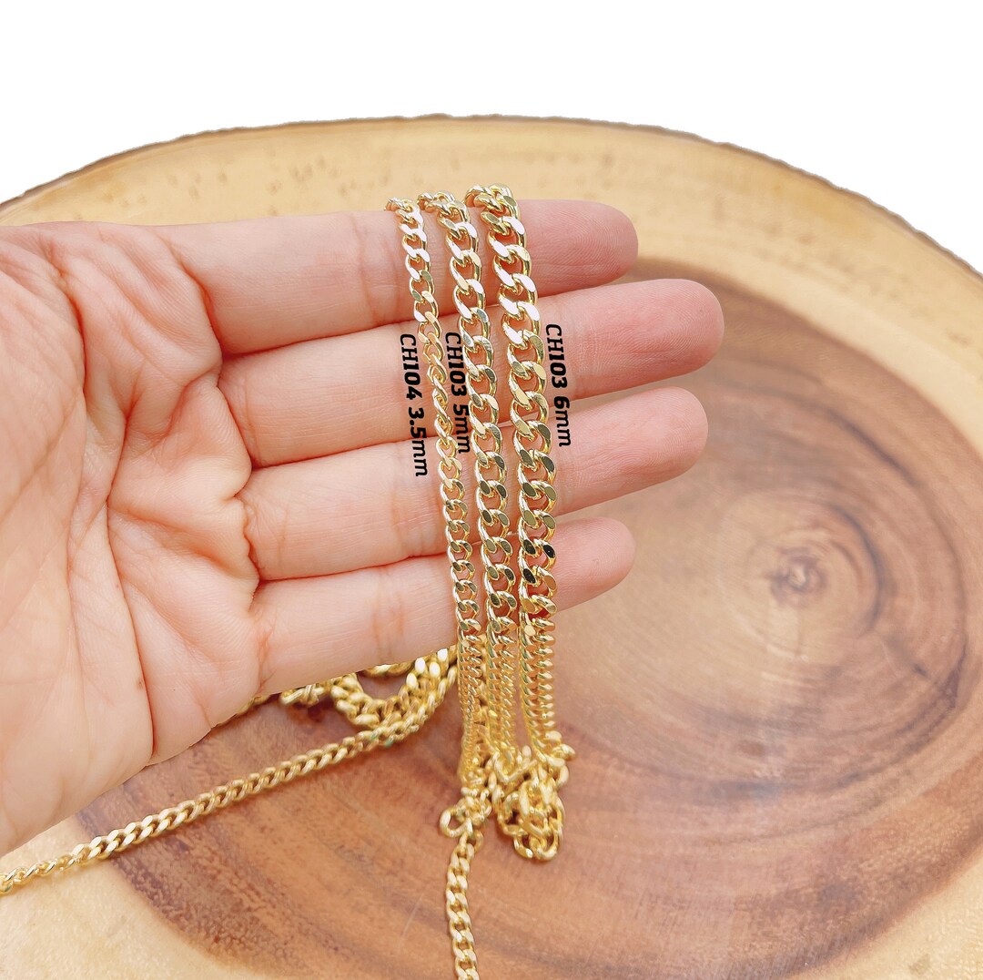 Gold Filled Cuban Curb Chain by Foot, Curb Chain, Wholesale Bulk Roll ...