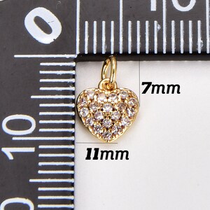 Dainty Gold Heart Charm, CZ Micro Pave Heart Charm for Necklace ...