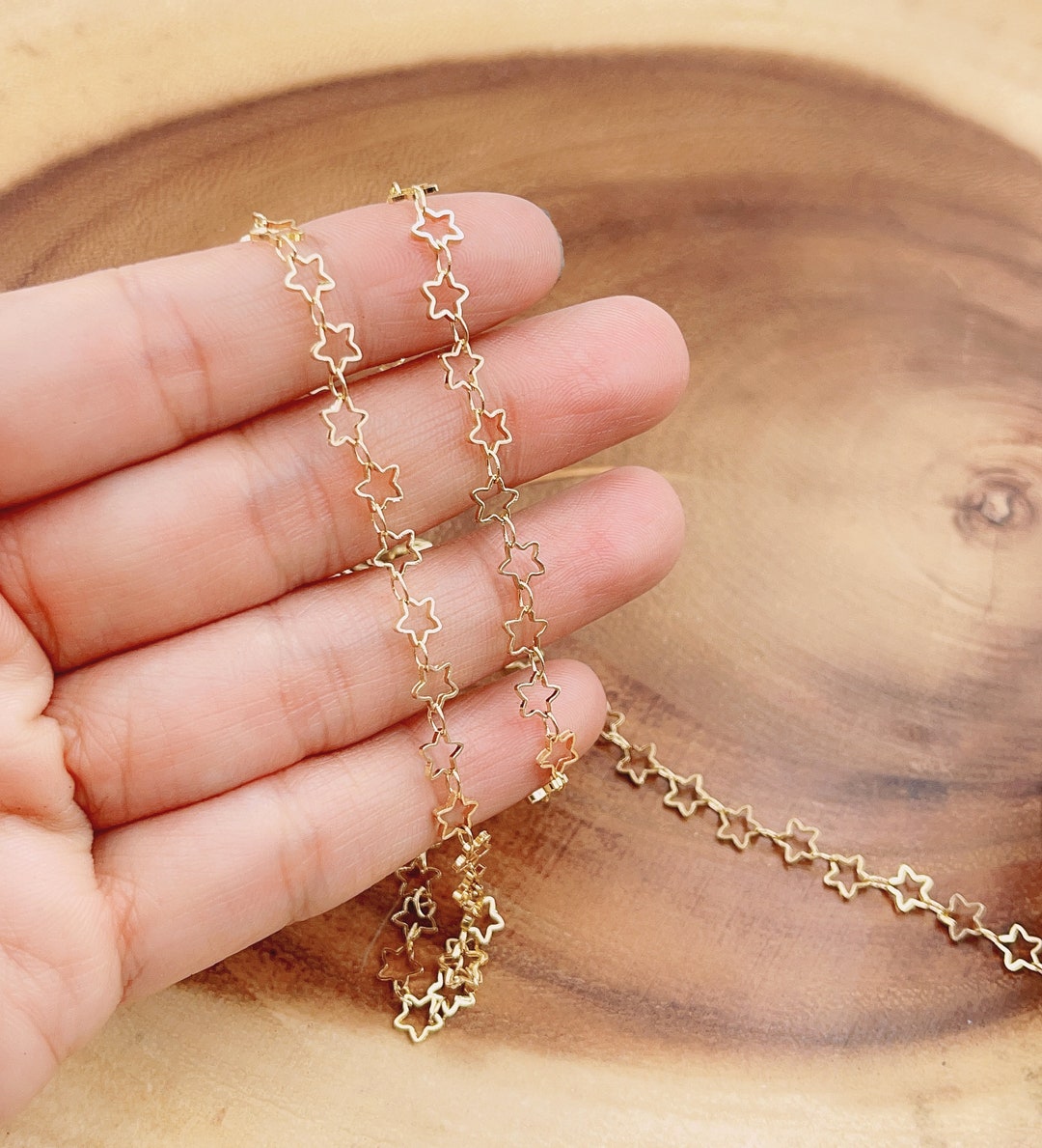 Star Chain for Jewelry Making, 14K Gold Rosary Chain Findings for ...