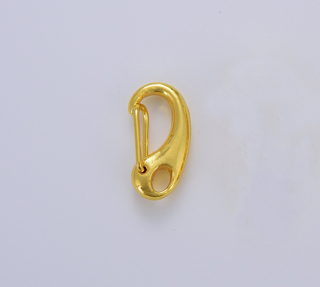 Simple Gold Carabiner Push Gate Clasp, Spring Clasp Interlocking Oval ...