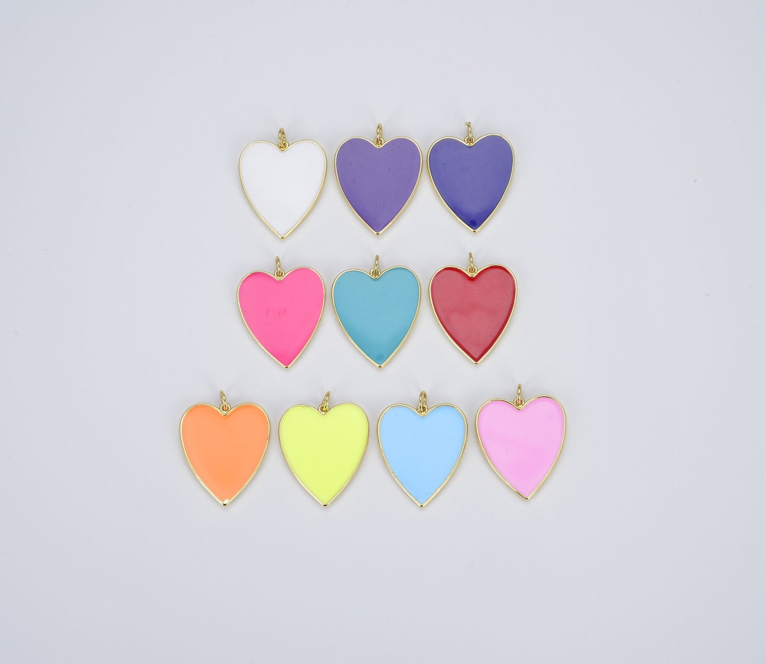 Dainty Neon Heart Charms Enamel Heart Pendant for Necklace Earring ...