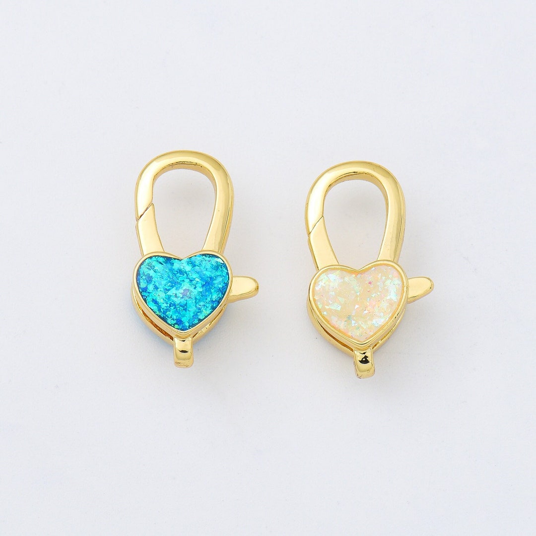 Simple Heart Opal Pearl Interlocking Clasp in Gold Filled, Heart Clasp ...