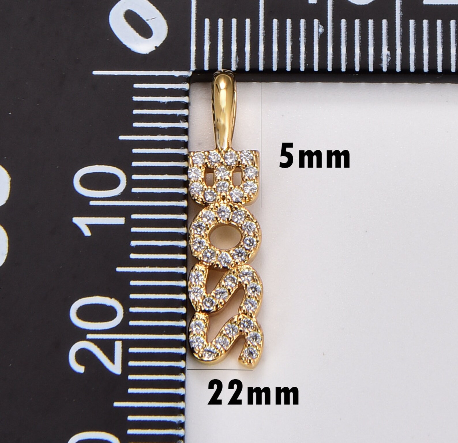 Boss Word Add-on Charm, Gold Filled Boss Bar Charm for Bracelet With CZ ...