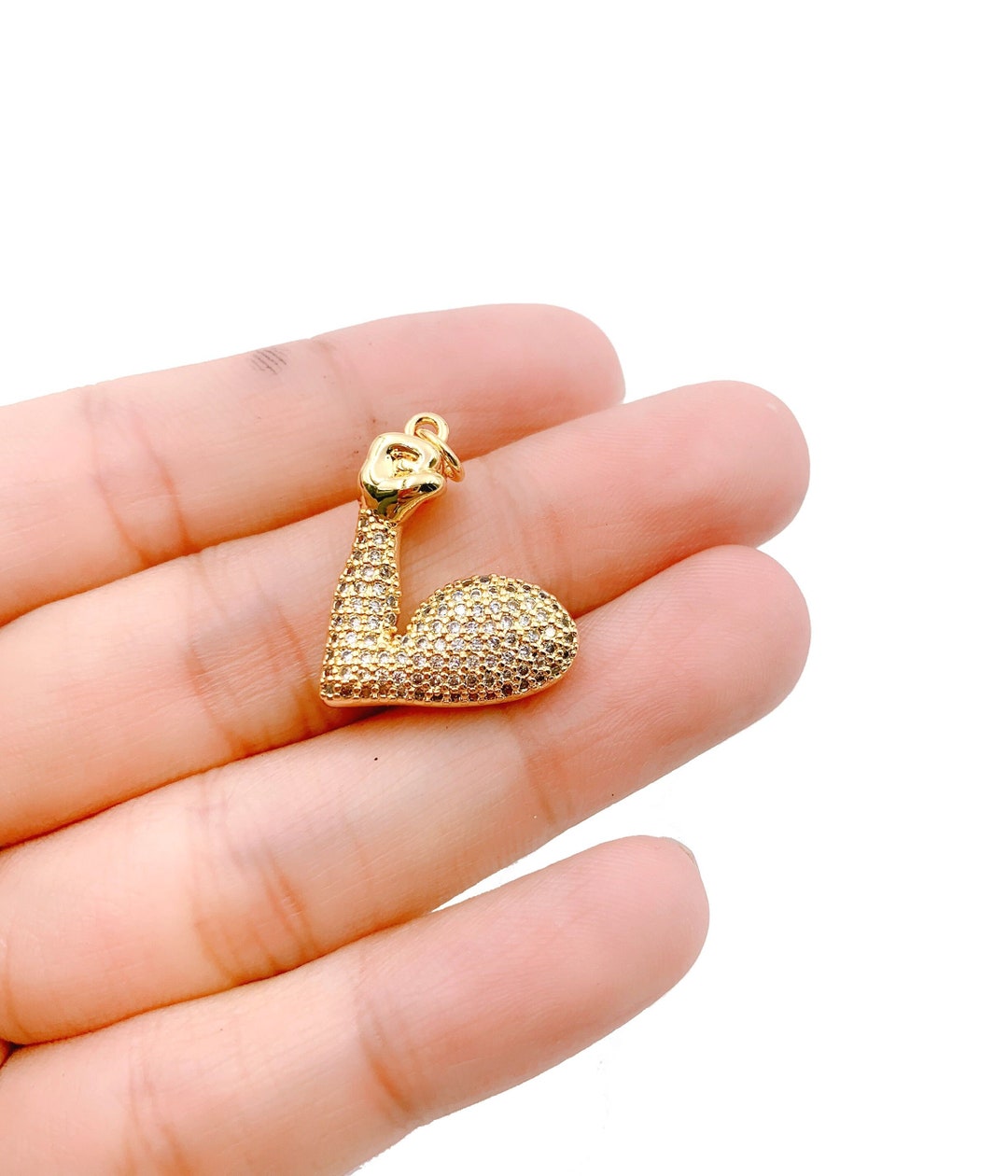 Arm Muscle Hip Hop Bicep Strong Big Muscle Charm, Micro Pave CZ Fitness ...