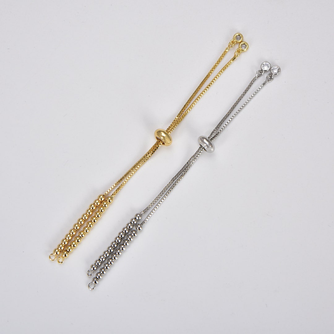 Adjustable Bracelet Half Semi Finished With Rubber Stopper in Gold ...