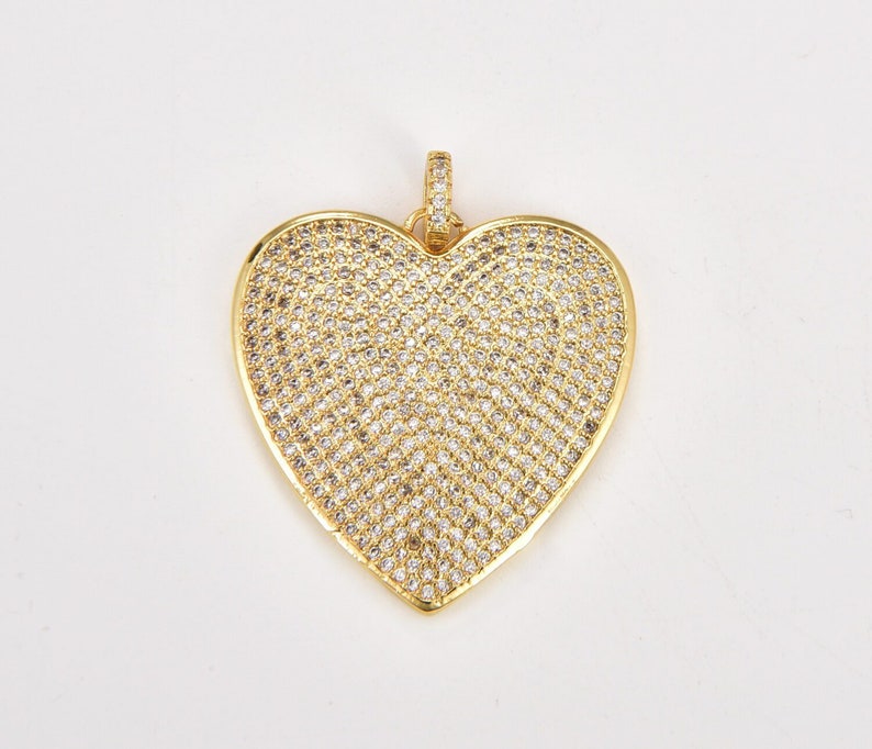 Dije de corazón de circonita cúbica pavé, dije de amor para collares ...
