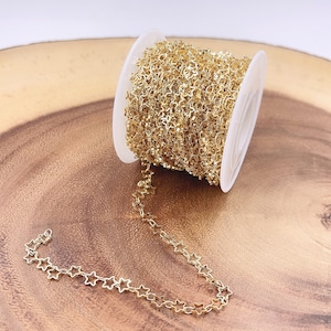 Star Chain for Jewelry Making, 14K Gold Rosary Chain Findings for ...