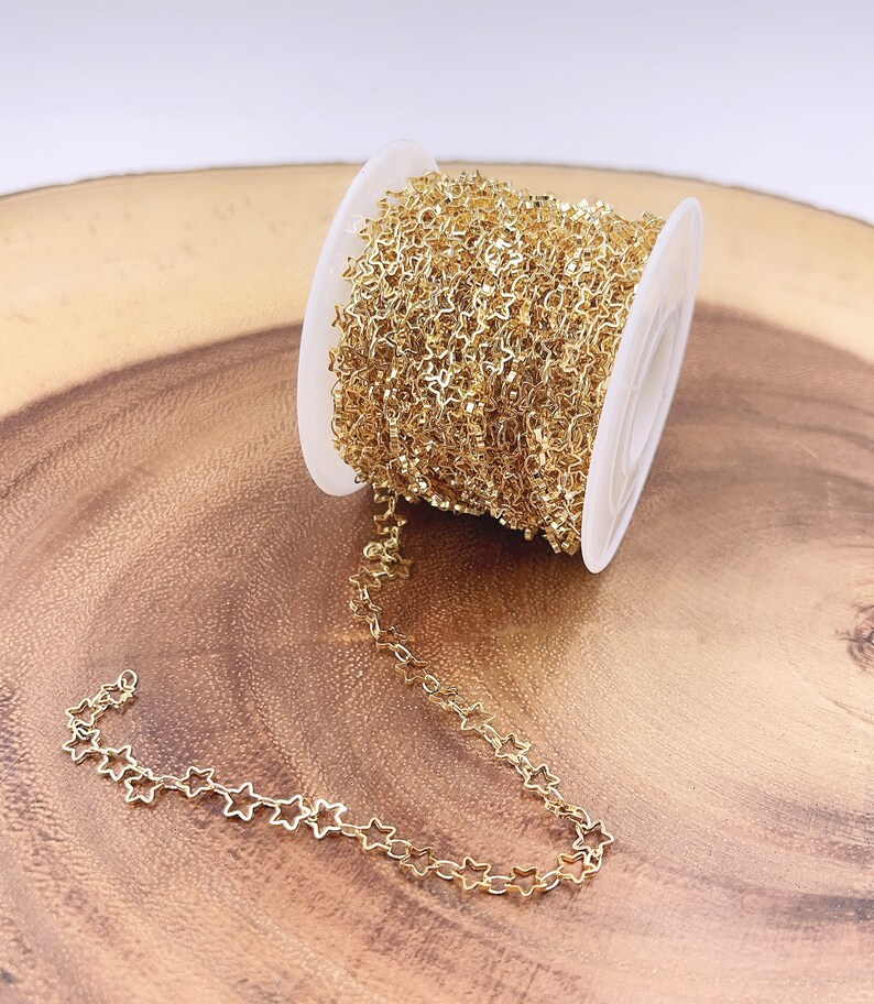Star Chain for Jewelry Making, 14K Gold Rosary Chain Findings for ...