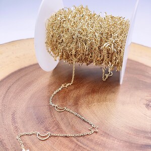Gold Star and Moon Chain, 14K Gold Filled Star and Crescent Moon Chain ...