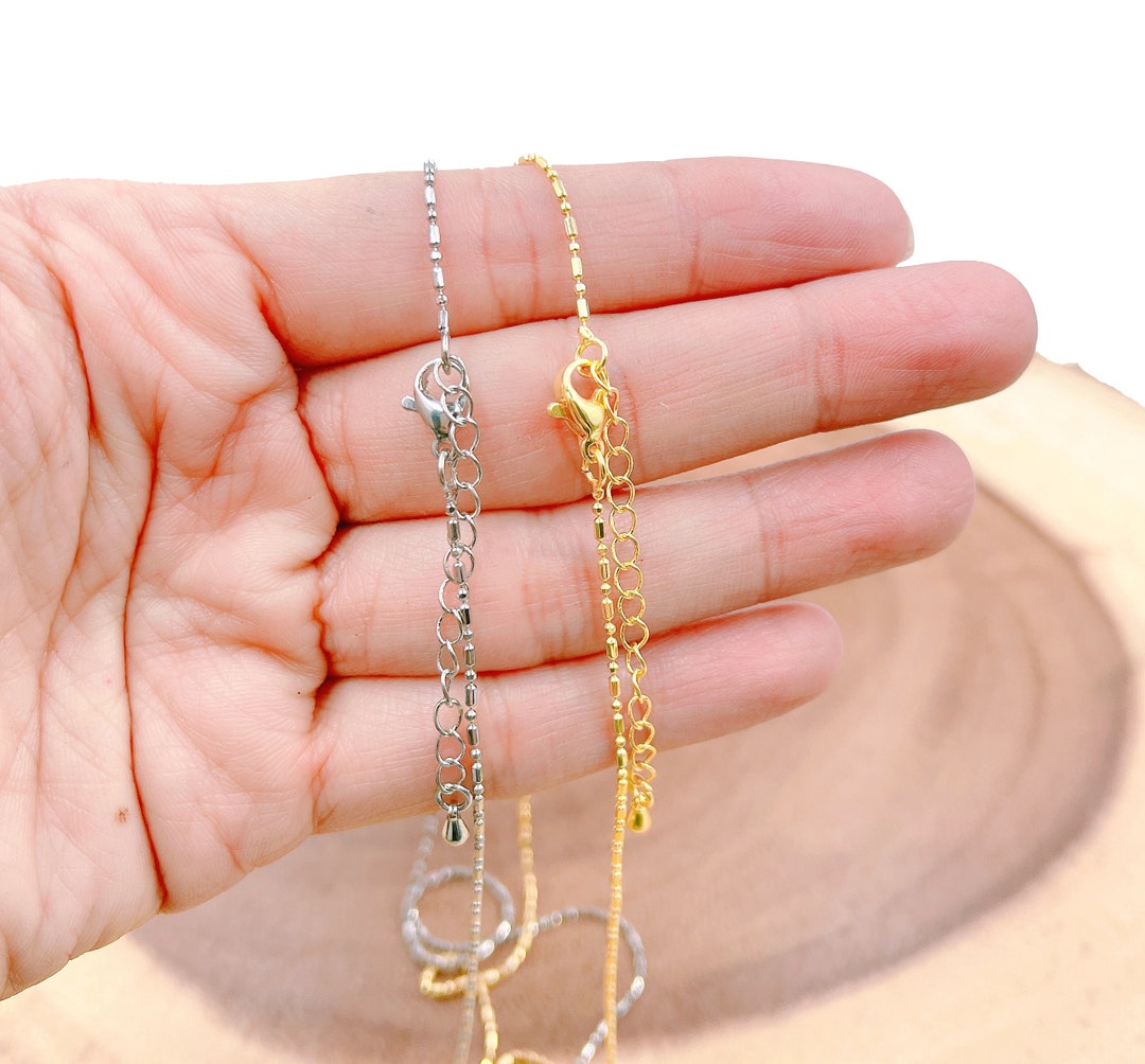 Beaded Chain Necklace Ready to Use 18K Gold Filled Bead Necklace Chain ...