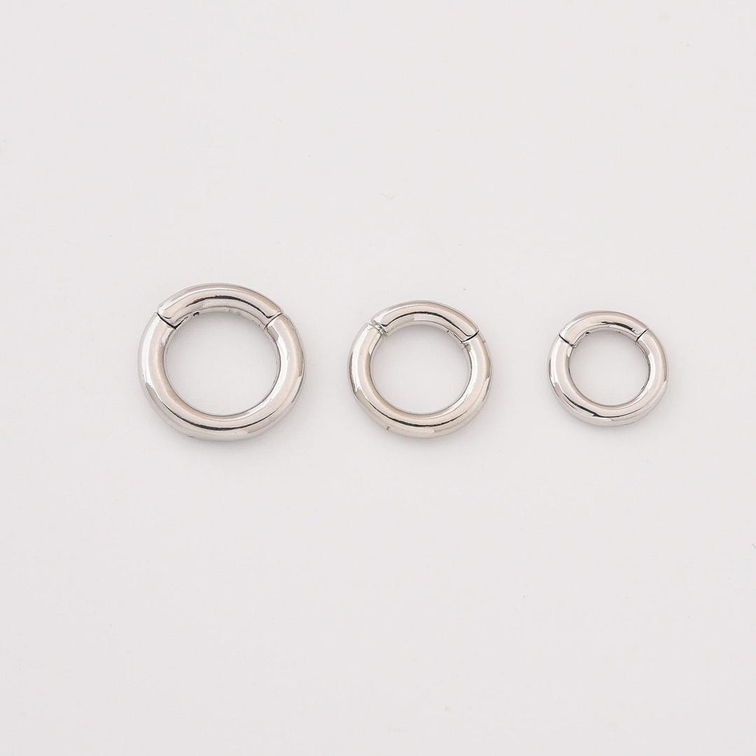 Spring Gate Ring Clasp for DIY Jewelry Making, Silver Tone Hinged Round ...