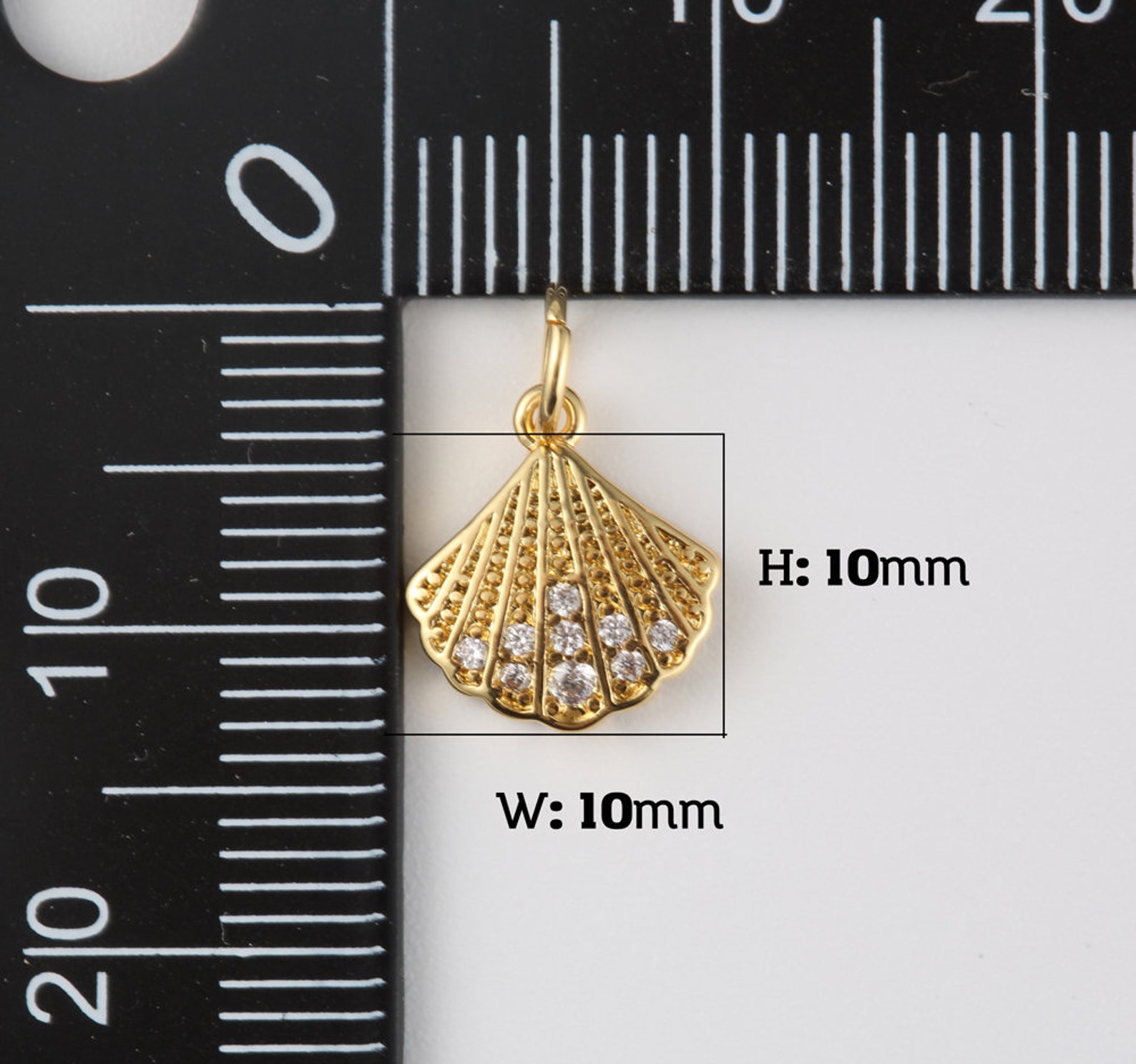 Clam Shell Locket Add-on Charm Pendant in Gold Filled, CZ Micro Pave ...