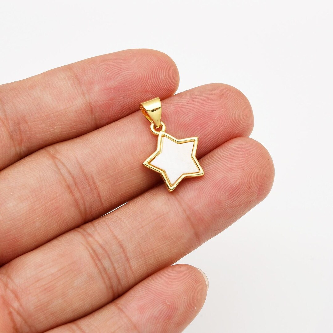 Mother of Pearl Star Add-on Charm, Gold Filled Shell Pearl Star ...