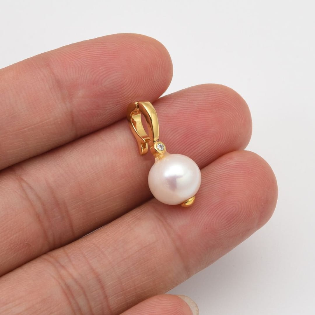 Freshwater Pearl Drop Charm With Adjustable Bail Add-on Charm, Gold ...