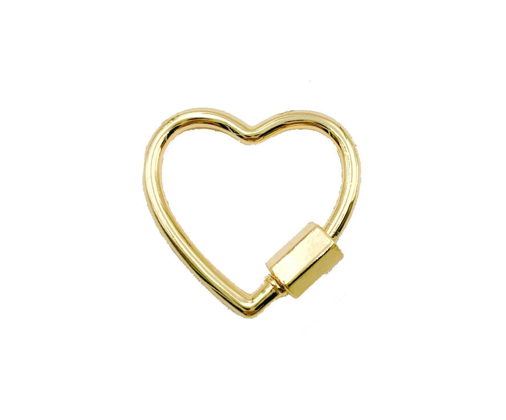 Heart Screw Carabiner Clasp, Gold Filed Screw Clasp Heart for Jewelry ...