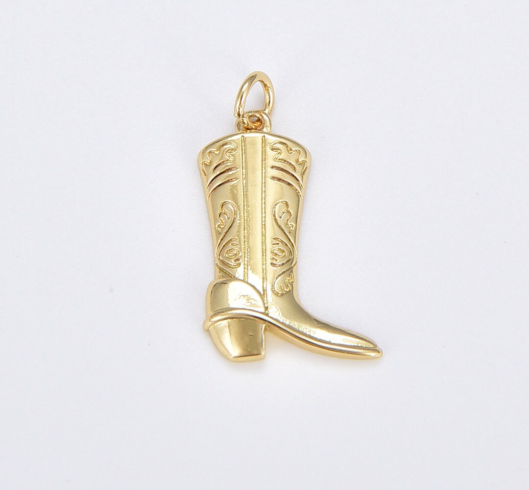 Dainty Cowboy Boots Charm Pendant, Stainless Steel Artisan Engraved ...