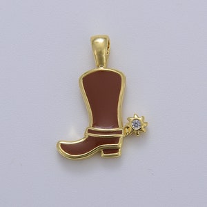 Enamel Color Cowboy Boot Charm, Gold Cowboy Boots Charm for Necklace or ...
