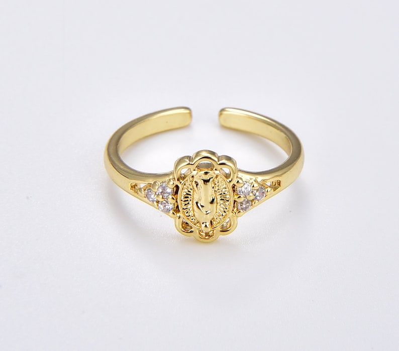 Dainty Virgin Mary Ring, Religious Ring, Lady of Guadalupe Ring, Open ...