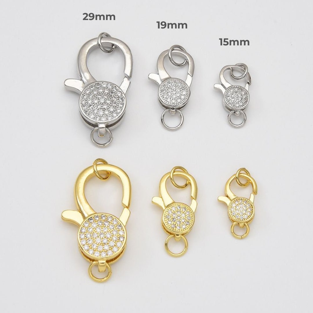 Gold Filled Round Lobster Claw Clasp, CZ Micro Pave Closure Findings ...