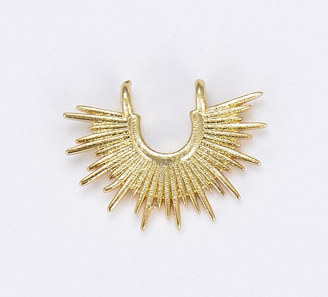 Sun Burst Connector Charms, 18K Gold Celestial Drop Charm Pendant ...