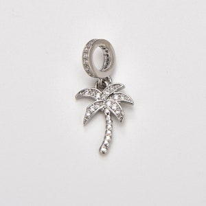 Dainty Palm Tree Pendant, Gold Filled Summer Charm Jewelry Making, CZ ...