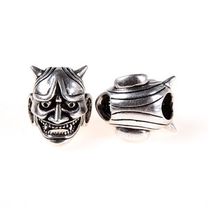 Antique Japanese Hannya Mask Charm Beads, Samurai, Oni Mask Beads ...