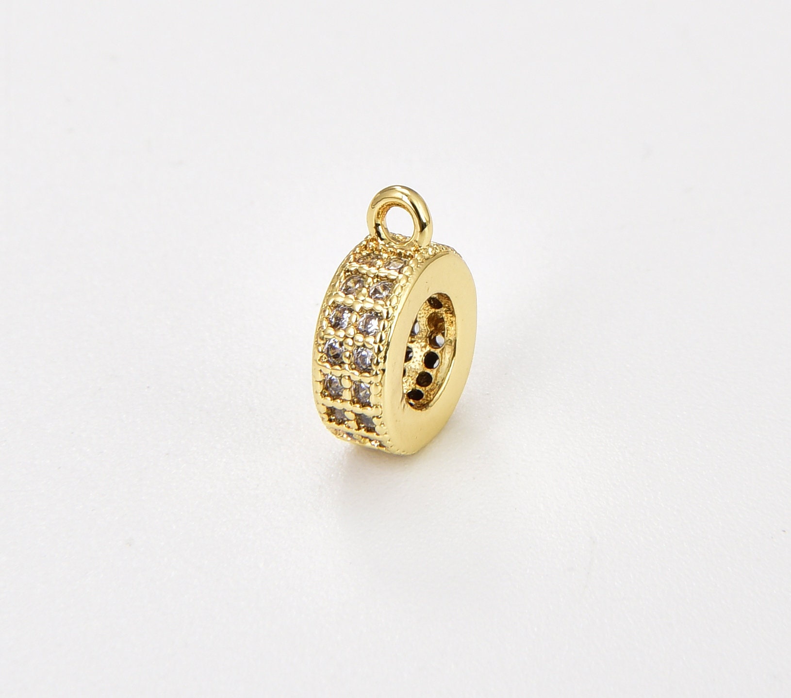 Circle Clasp Buckle Interlock CZ Micro Pave Pendant Bail,18k Gold ...