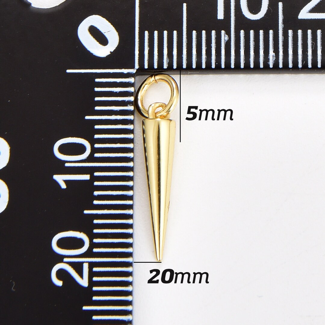 18K Gold Filled Dainty Gold Spike Charms Drop Pendulum Pendant Stud ...